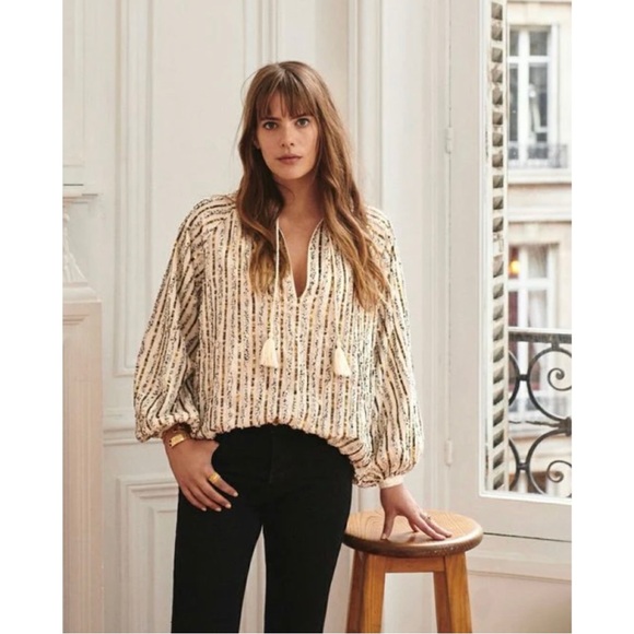 Johnny Was | Tops | Johnny Was Jade Sequined Peasant Blouse | Poshmark